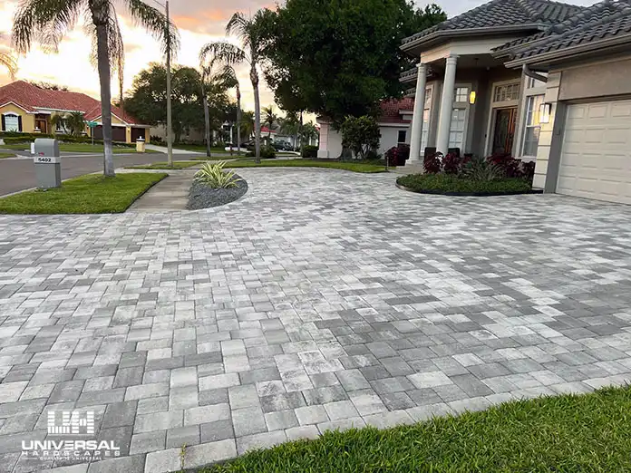 light grey rectangle pavers